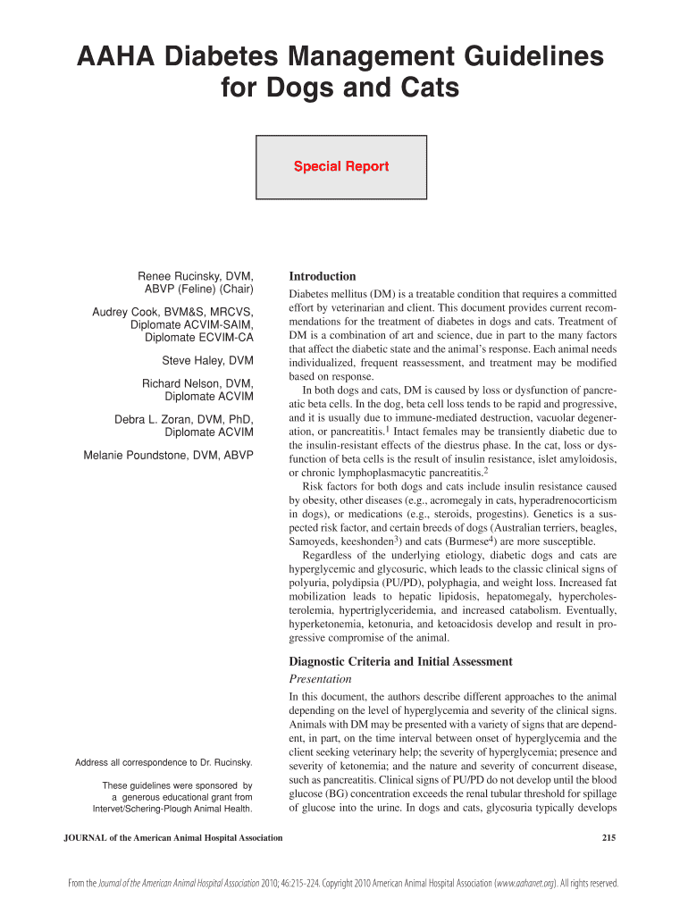 Fillable Online AAHA Diabetes Management Guidelines Fax Email Print ...