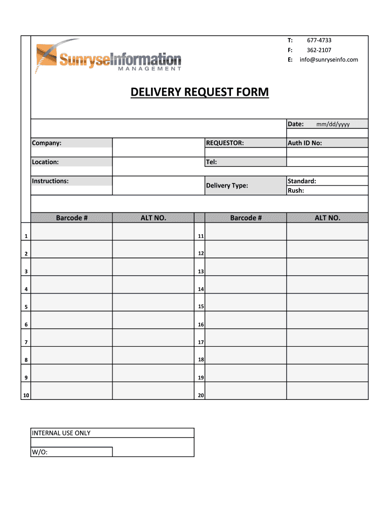 Fillable Online DELIVERY REQUEST FORM - Nassau Bahamas Fax Email Print ...