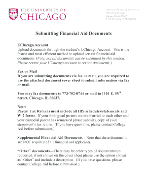 Fillable Online Submitting Financial Aid Documents UChicago Account Fax ...