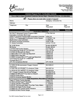 Fillable Online Literature Request Form Combustion Controls Fax Email Print - pdfFiller