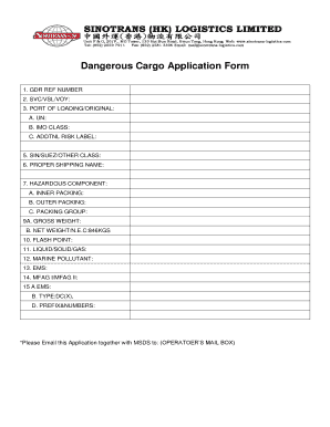 Fillable Online Dangerous Cargo Application Form Fax Email Print ...