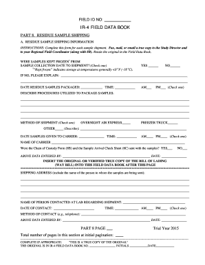 Fillable Online ir4 rutgers IR4 FIELD DATA BOOK - ir4 rutgers Fax Email ...