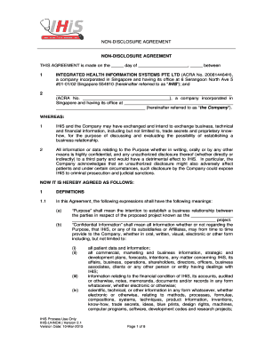 Fillable Online IHiS - NDA Unilateral - blank Fax Email Print - pdfFiller