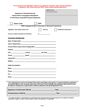 Fillable Online floridadisaster Florida Division of Emergency ...