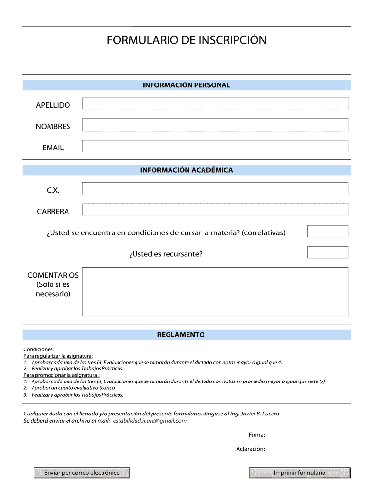 Fillable Online www1 herrera unt edu FORMULARIO DE INSCRIPCIN ...