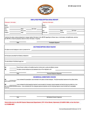 Fillable Online EMPLOYEE PRESCRIPTION DRUG REPORT Fax Email Print ...