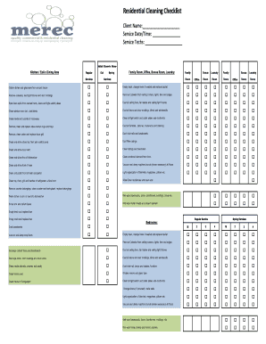 Fillable Online Residential Cleaning Checklist Fax Email Print - pdfFiller