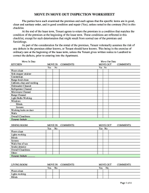 Fillable Online MOVE IN MOVE OUT INSPECTION WORKSHEET Fax Email Print ...