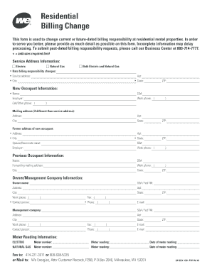 Residential Billing Change - We Energies - Fill and Sign Printable ...