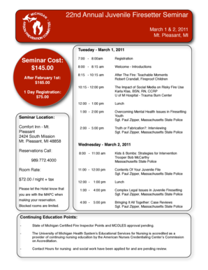 Fillable Online 22nd Annual Juvenile Firesetter Seminar Fax Email Print ...