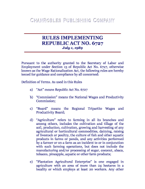 Fillable Online Rules implementing republic act no. 6727 - Chan Robles ...
