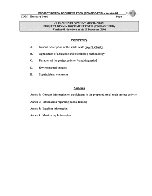 Fillable Online PROJECT DESIGN DOCUMENT FORM (CDM-SSC-PDD) - DNV Fax Email Print - pdfFiller