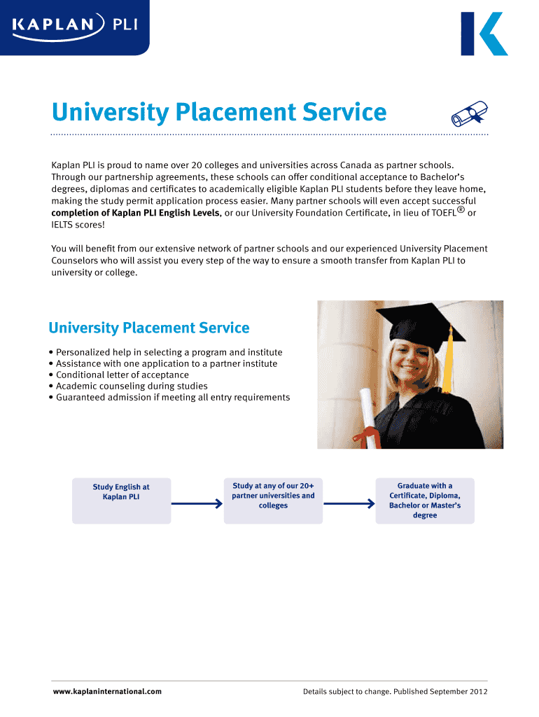 Fillable Online University Placement Service at Kaplan PLI Fax Email ...