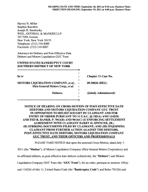 Fillable Online Cross Motion to Strike - Motors Liquidation Company Fax ...