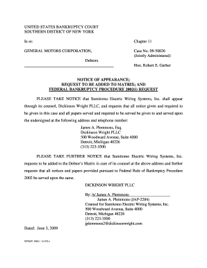 Fillable Online Notice of Appearance filed by James A. Plemmons on ...