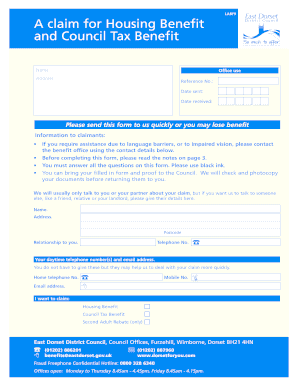 Fillable Online labf9 housing benefit form Fax Email Print - pdfFiller