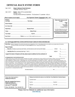 Fillable Online OFFICIAL RACE ENTRY FORM Fax Email Print - pdfFiller