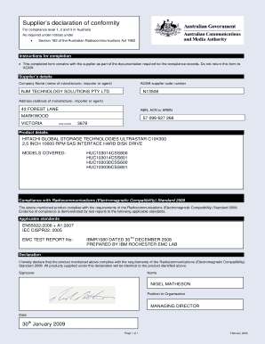 Fillable Online C02 - Supplier's declaration of conformity - HGST Fax ...