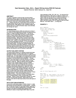 Fillable Online Next Generation Data NULL Report Writing, Using ODS OO ...