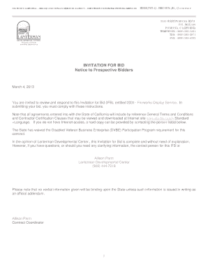 Fillable Online INVITATION FOR BID Notice to Prospective Bidders ...