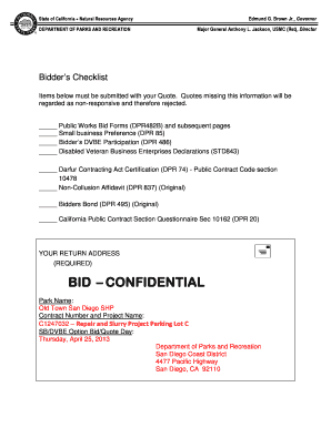 Fillable Online Bidders Checklist w. submittal docs.pdf - Bidsync.com Fax Email Print - pdfFiller
