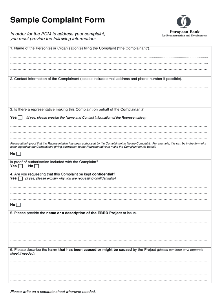Fillable Online Complaint Submission to PCM Fax Email Print - pdfFiller