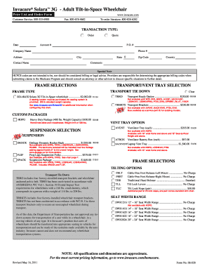 Fillable Online SOLARA3G Solara 3G Tilt-in-Space wheelchair Fax Email ...