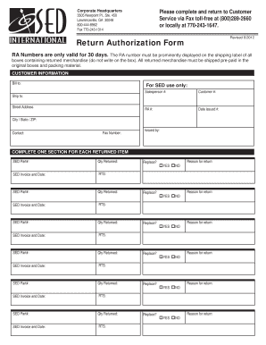 Fillable Online Return Authorization Form Fax Email Print - pdfFiller