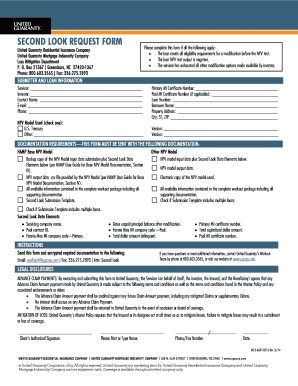 Fillable Online Second Look Request Form - United Guaranty Fax Email ...