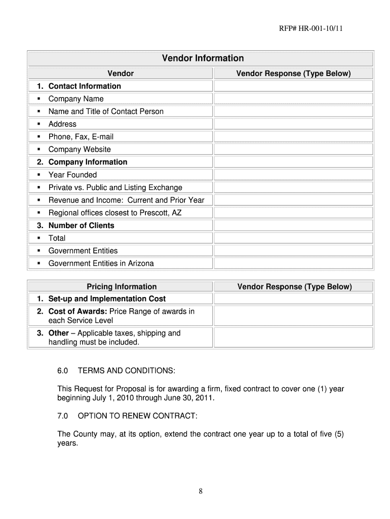 Fillable Online REQUEST FOR PROPOSAL FOR: EMPLOYEE RECOGNITION PROGRAM ...