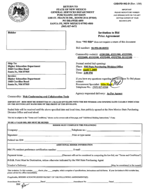 Fillable Online Bidder Invitation to Bid Price Agreement Fax Email Print - pdfFiller