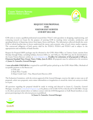 Fillable Online REQUEST FOR PROPOSAL FOR VISITOR EXIT SURVEYS GVB ...