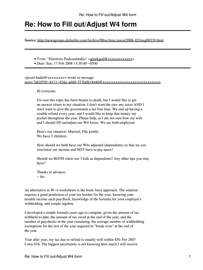 Fillable Online How to Fill out/Adjust W4 form Fax Email Print - pdfFiller