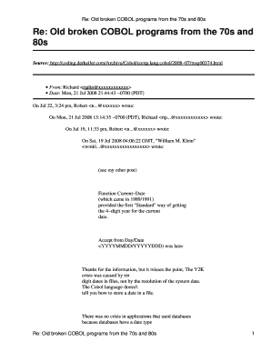 Fillable Online Re: Old broken COBOL programs from the 70s and 80s Re ...
