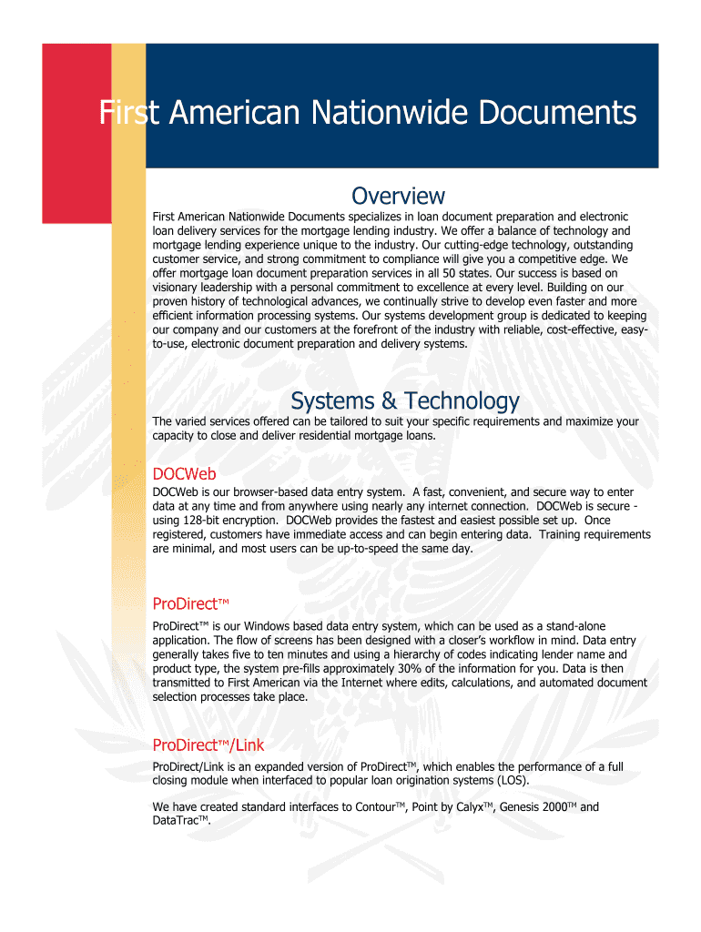 Fillable Online Overview of First American Nationwide Documents Fax ...