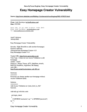 Fillable Online SecurityFocus Bugtraq: Easy Homepage Creator ... - Der ...