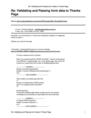 Fillable Online Re Validating and Passing form data to Thanks Page Fax Email Print - pdfFiller