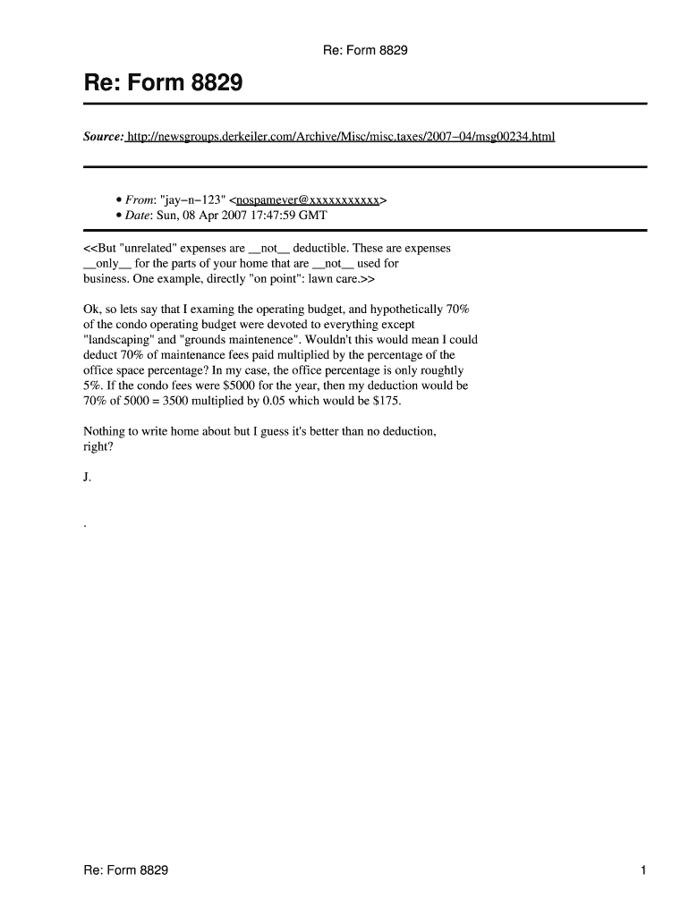 Fillable Online Re: Form 8829 Re: Form 8829 Source: http://newsgroups ...