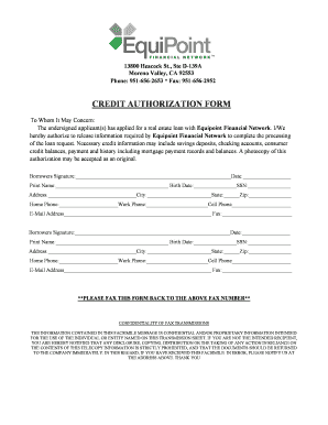 Fillable Online CREDIT AUTHORIZATION FORM Fax Email Print - pdfFiller