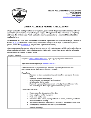 Fillable Online CRITICAL AREAS PERMIT bAPPLICATIONb - City of Poulsbo ...