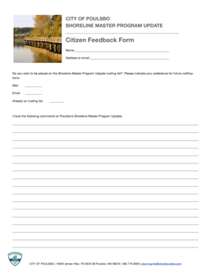 Fillable Online Citizen Feedback Form (PDF) - City of Poulsbo Fax Email ...