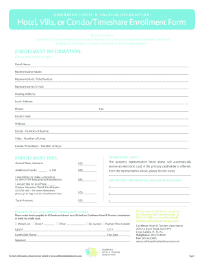 Fillable Online Hotel Enrollment Form - Caribbean Hotel & Tourism ...