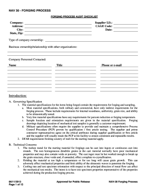 Fillable Online NAV 30 - FORGING PROCESS Fax Email Print - pdfFiller