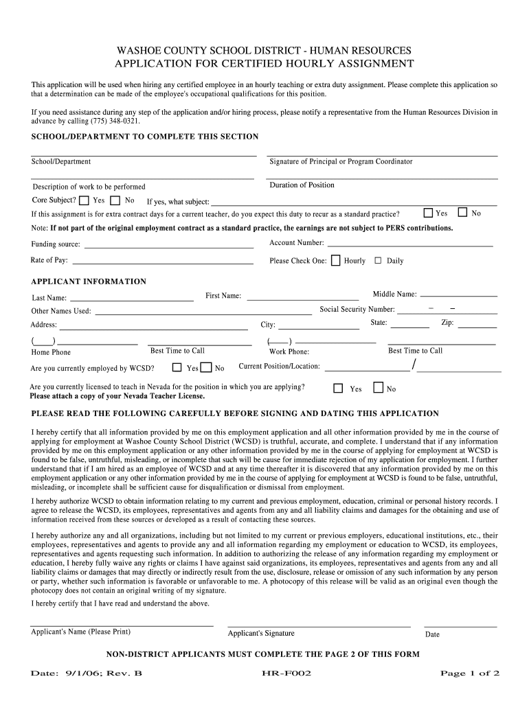 Fillable Online Washoe County School District - Human Resources ...