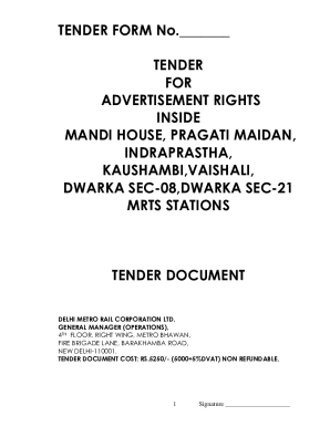 Fillable Online TENDER FORM No. - Delhi Metro Rail Corporation Fax ...