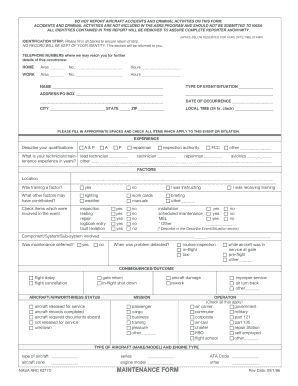 Fillable Online Maintenance (Mechanic) Reporting Form - Global ...
