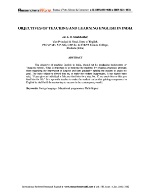 Learning Objectives Of Teaching English - Fill Online, Printable ...