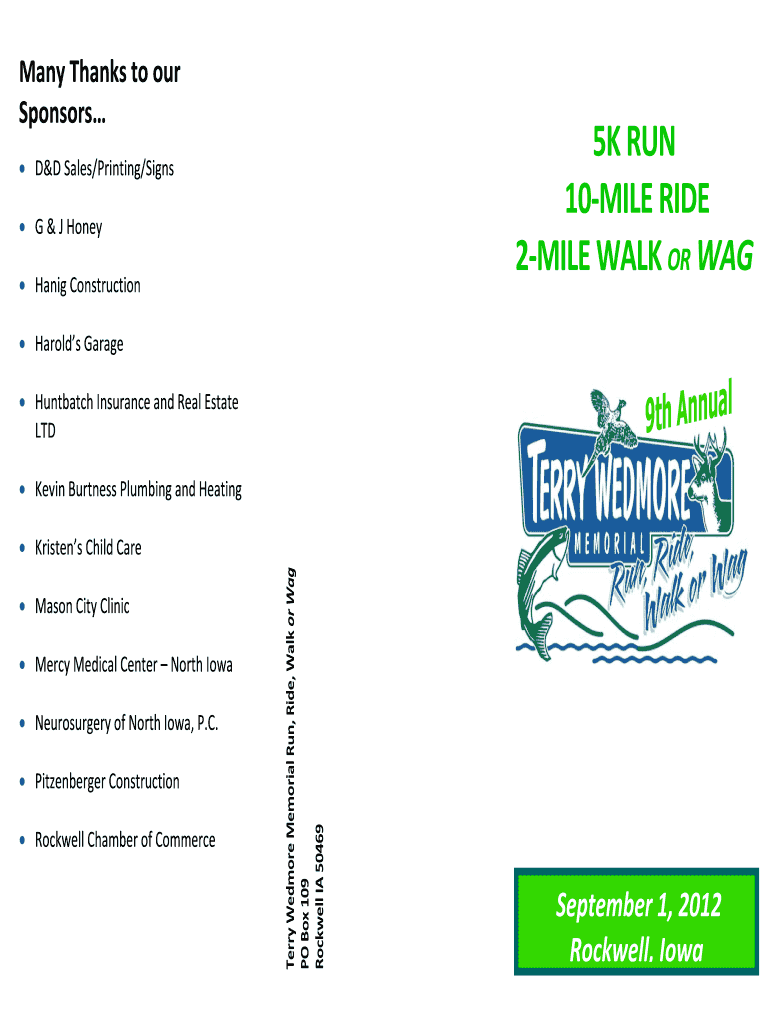 Fillable Online Terry Wedmore Memorial Run, Ride, Walk or Wag Fax Email ...