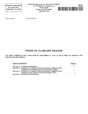Fillable Online Proof of Claim Form (English) Fax Email Print - pdfFiller