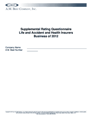 Fillable Online Updated and New LifeHealth SRQ Questions - AM Best Fax ...